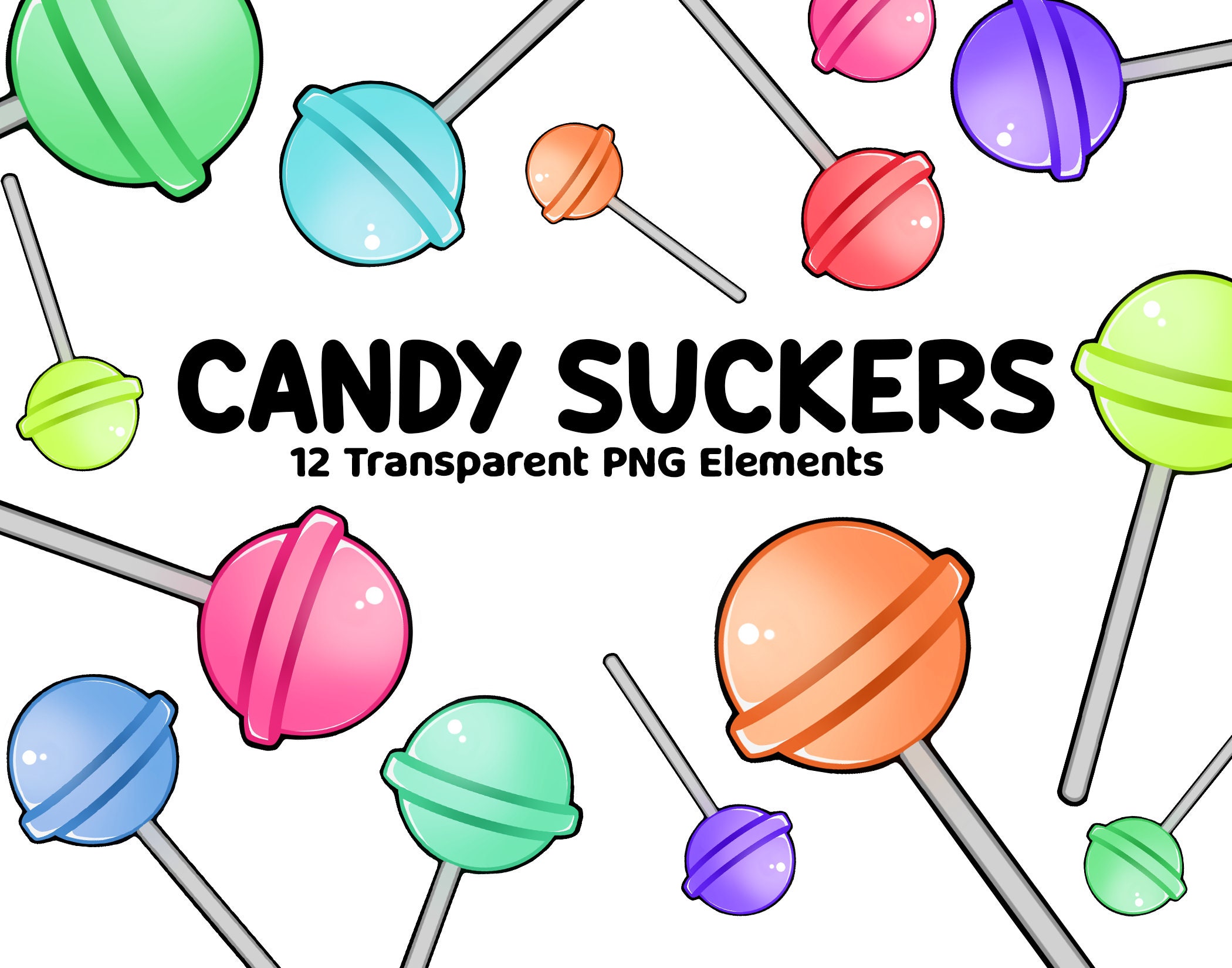 Candy Suckers Clipart Candy Graphics Lollipop Clipart Lolly - Etsy