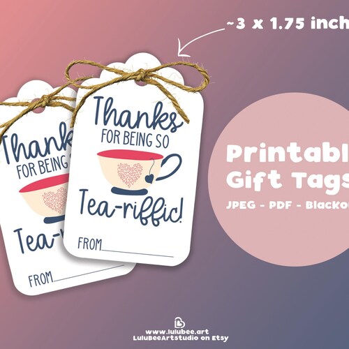 PRINTABLE Thanks for Being a TEA-RIFFIC Teacher and Pouring - Etsy