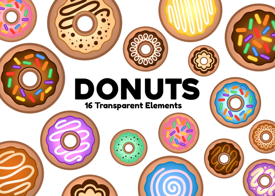 Donut Graphics Cute Donut Clipart Bakery Clipart Kawaii - Etsy