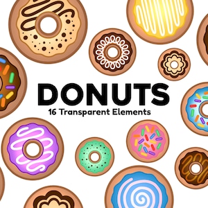 Donut Graphics, Cute Donut Clipart, Bakery Clipart, Kawaii Food ...