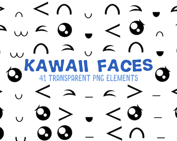 Kawaii Faces Clip Art Kawaii Graphics Cartoon Face Clip Art | Etsy