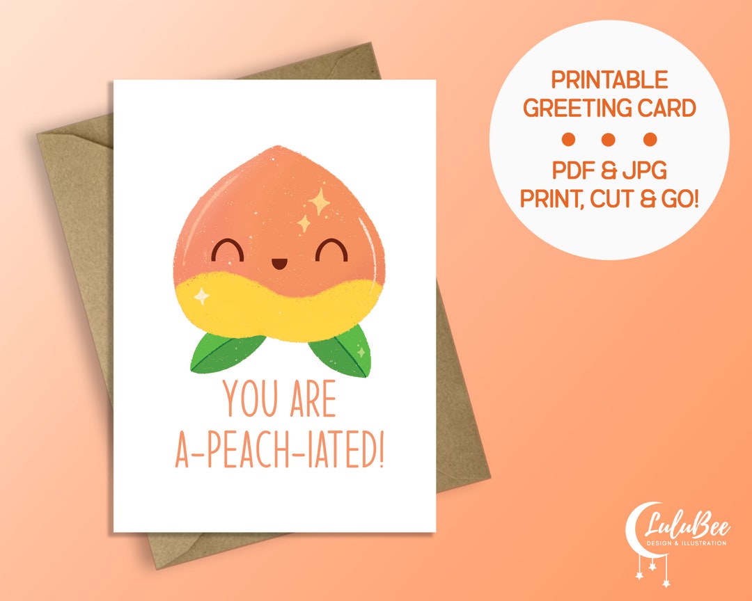 Printable Peach Fruit Pun Thank You Card, Cute Fruit Coworker Thank You ...