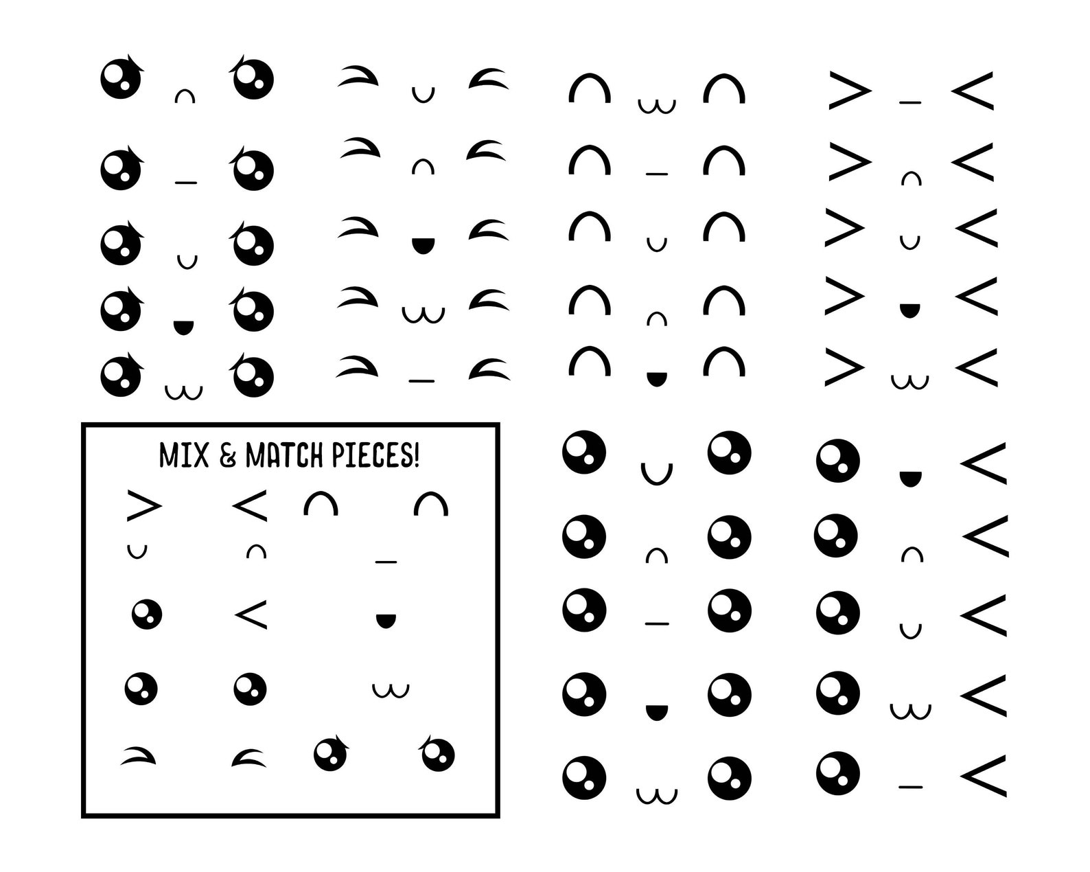 Kawaii Faces Clip Art Kawaii Graphics Cartoon Face Clip Art - Etsy