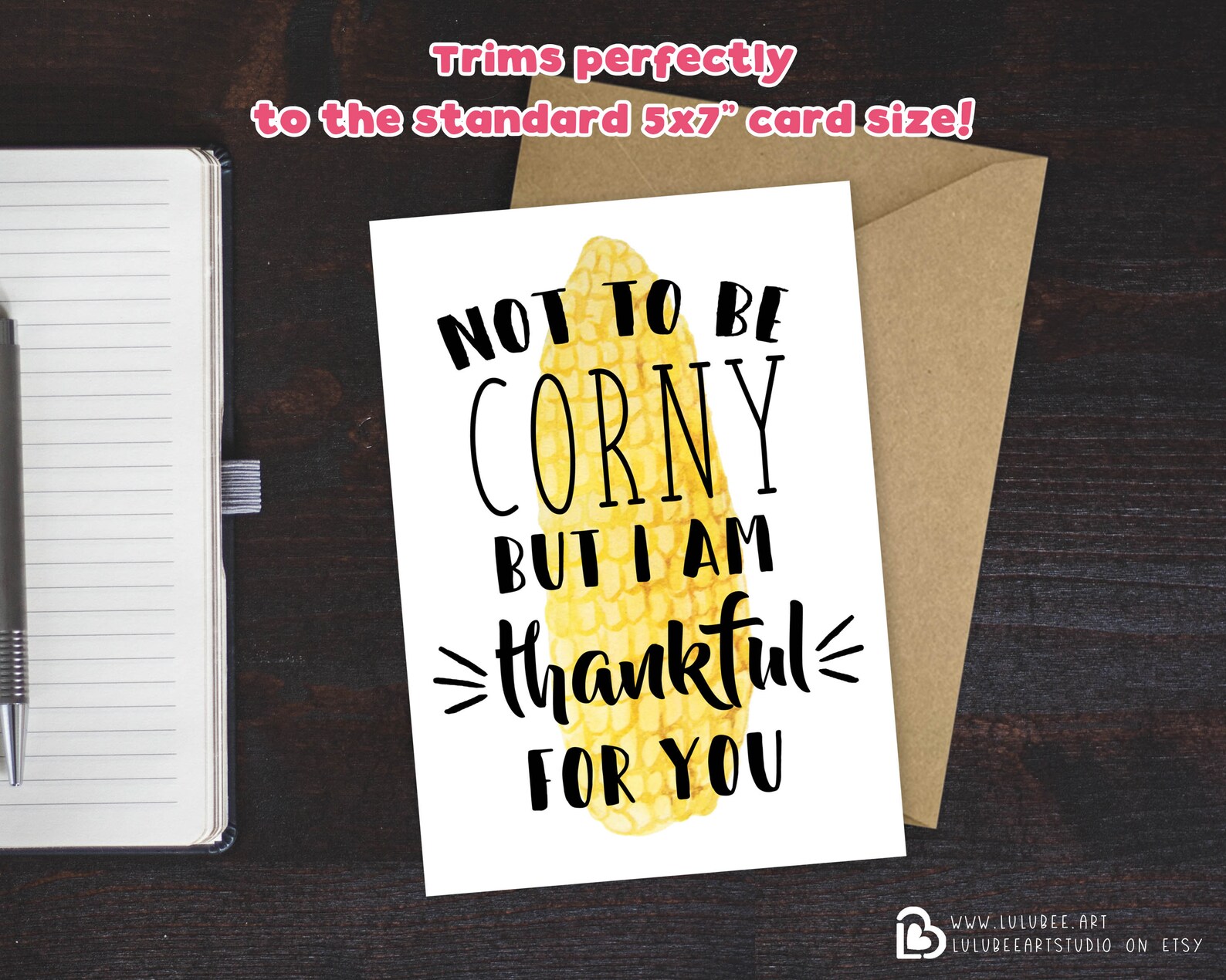 Printable Corny Thank You Greeting Card Thanksgiving Card | Etsy