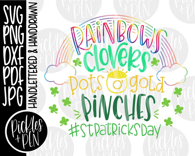 St Patricks Day SVG Rainbows Clovers Pots O Gold Pinch - Etsy