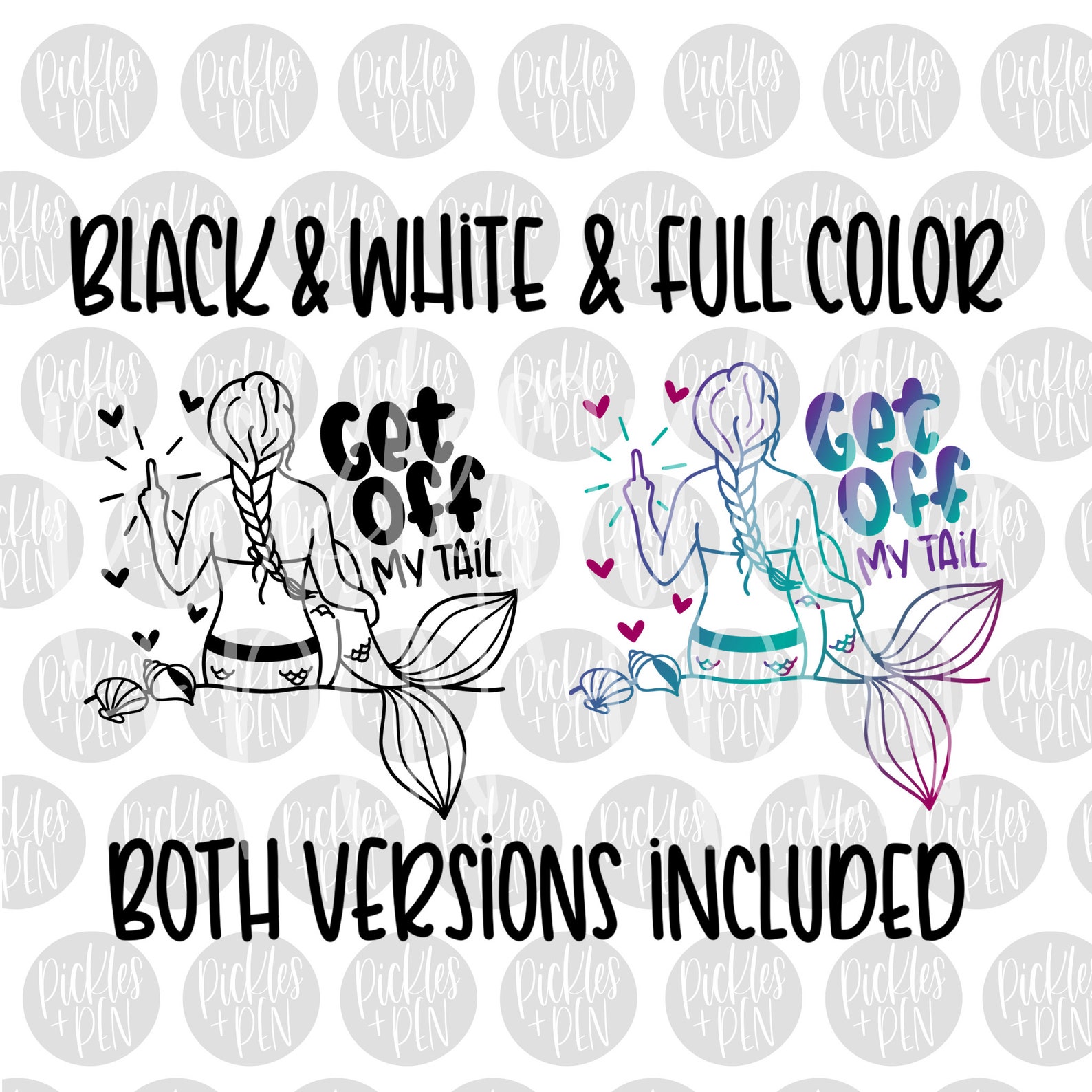 Mermaid Middle Finger Svg Get off My Tail Funny Beach Tshirt Design ...