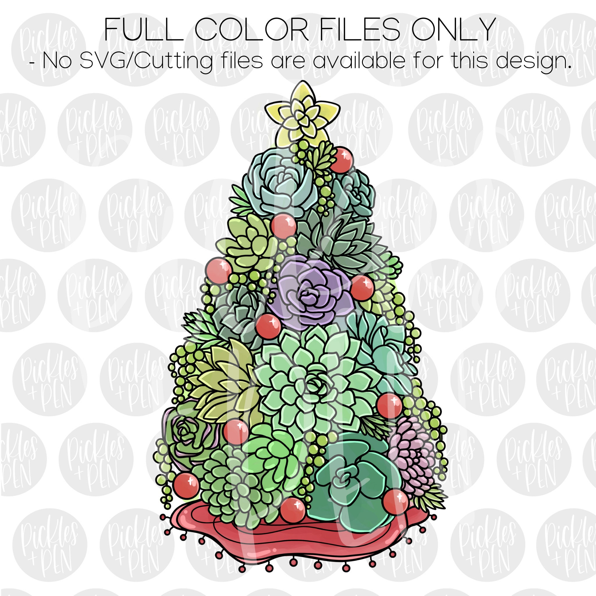 Succulent Christmas Tree Clip Art Full Color Holiday Png - Etsy