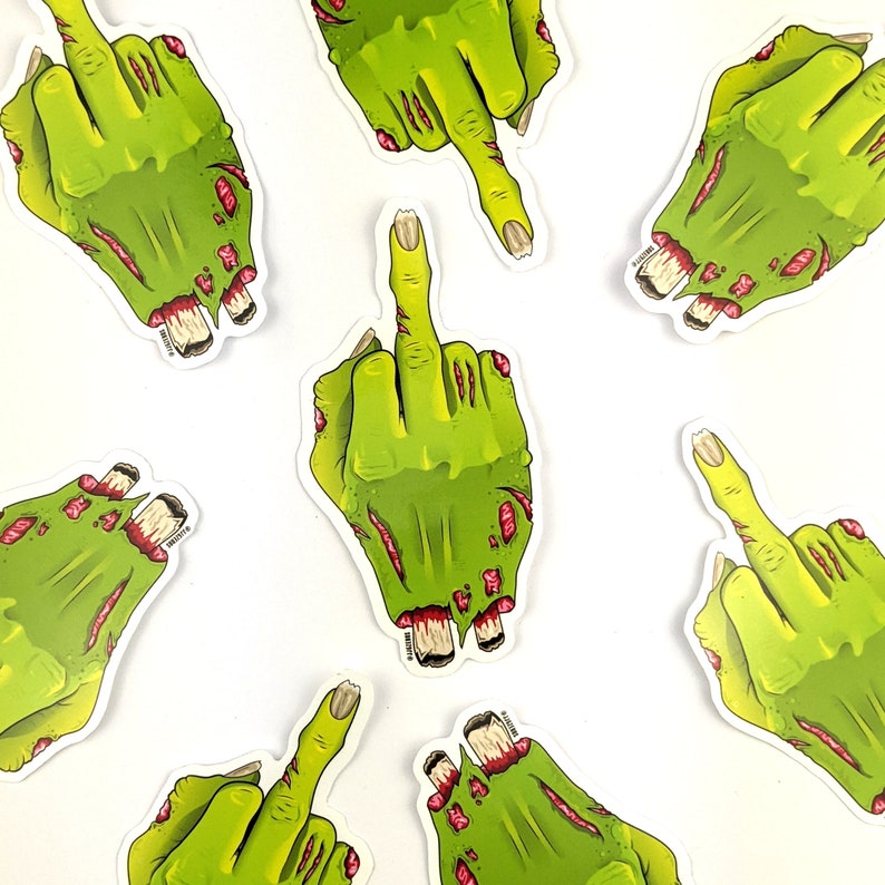 Middle Finger Zombie Hand Sign Vinyl Sticker Gloss Sticker - Etsy