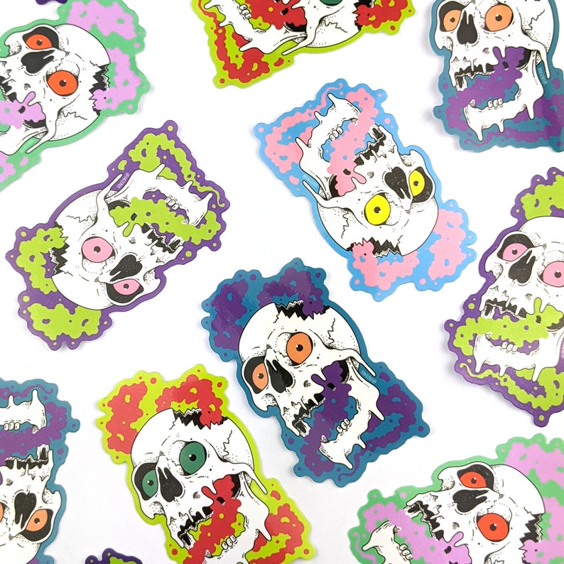POSCA Skull Vinyl Sticker Colourful Skull Sticker Gloss - Etsy