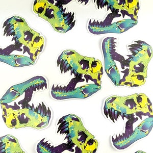T Rex Skull Vinyl Sticker, Dinosaur Sticker, Skull Sticker, Gloss ...