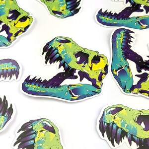 T Rex Skull Vinyl Sticker, Dinosaur Sticker, Skull Sticker, Gloss ...