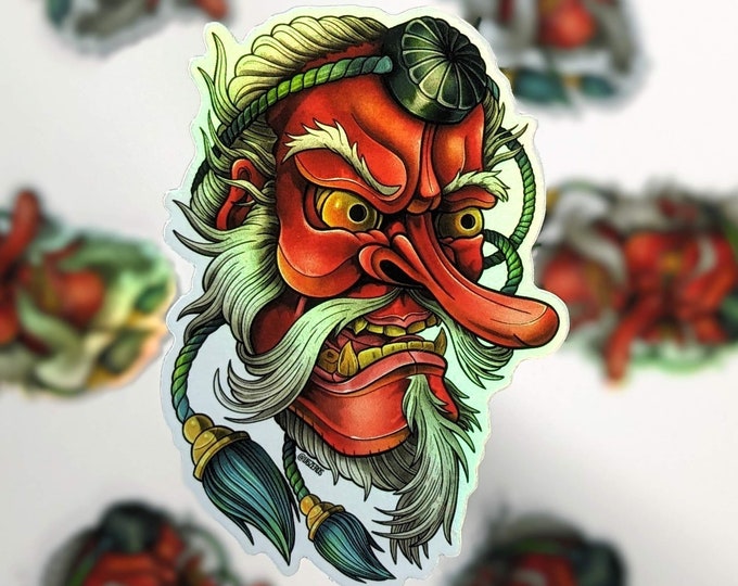 Holo Tengu Japanese Tattoo Art Vinyl Sticker, Holographic Sticker ...