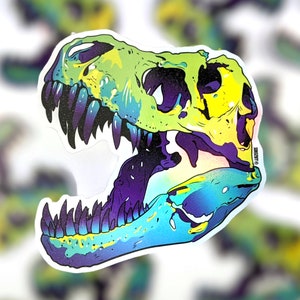 Holo T Rex Skull Vinyl Sticker Dinosaur Sticker Skull - Etsy
