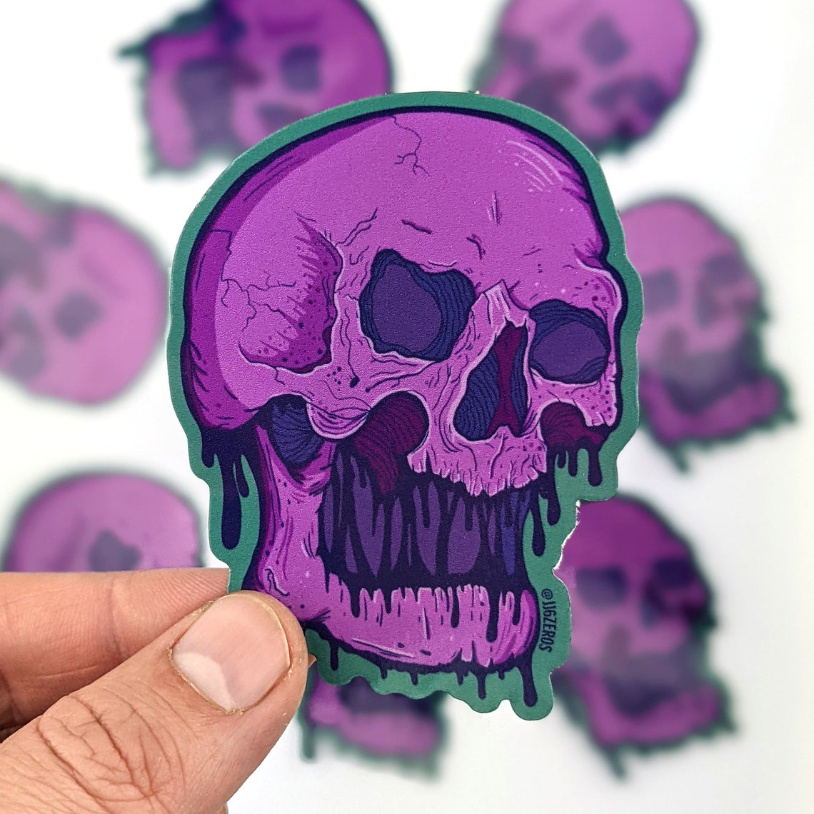 Melting Skull Vinyl Sticker Purple Skull Sticker Holographic - Etsy