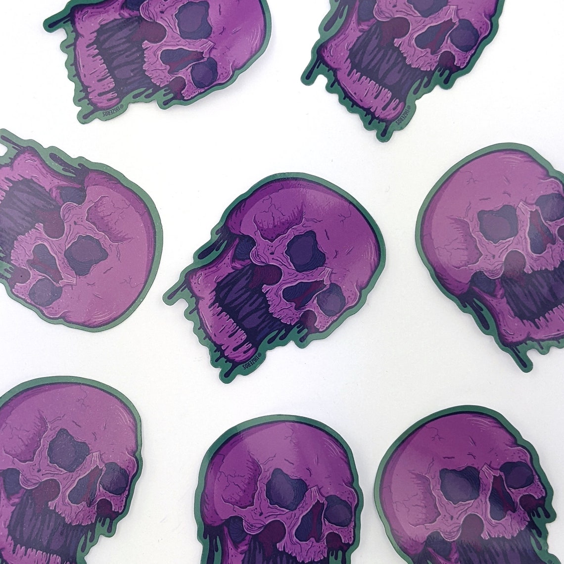 Melting Skull Vinyl Sticker Purple Skull Sticker Holographic - Etsy
