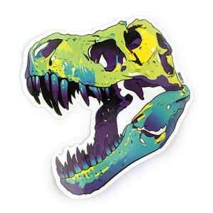 T Rex Skull Vinyl Sticker, Dinosaur Sticker, Skull Sticker, Gloss ...