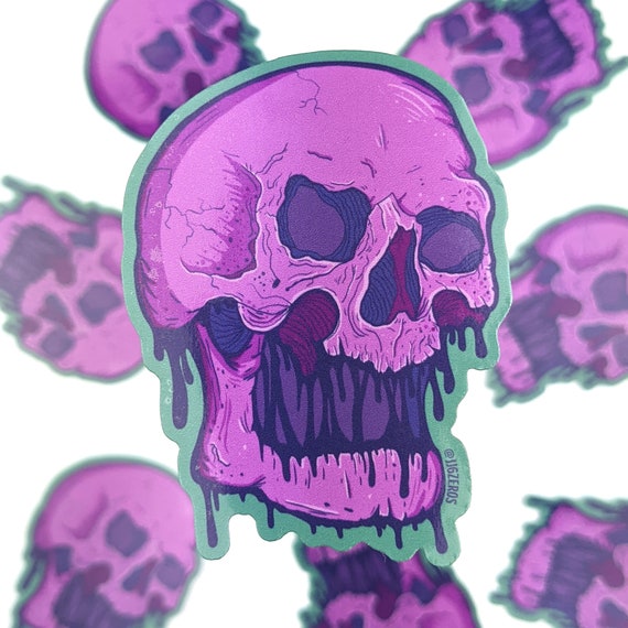 Melting Skull Vinyl Sticker Purple Skull Sticker Gloss Vinyl - Etsy