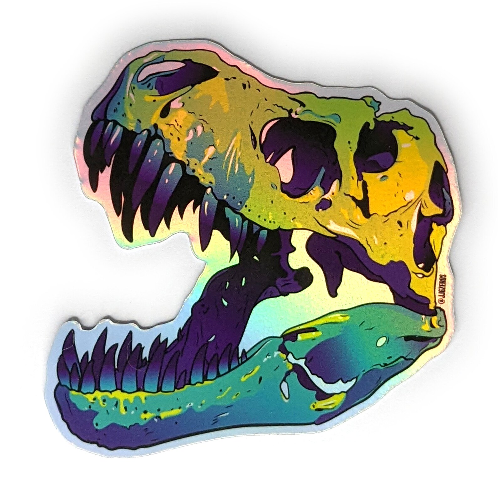 Holographic T-rex Skull Sticker, Waterproof Vinyl Decal - Etsy