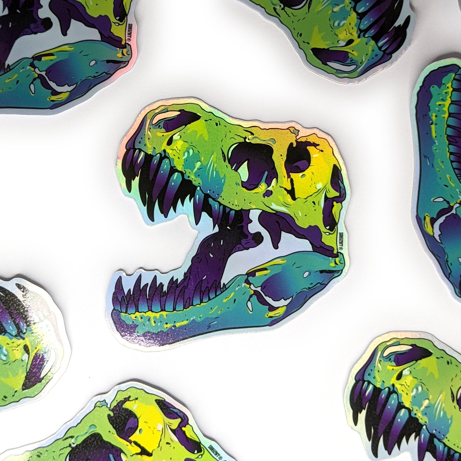 Holo T Rex Skull Vinyl Sticker Dinosaur Sticker Skull - Etsy