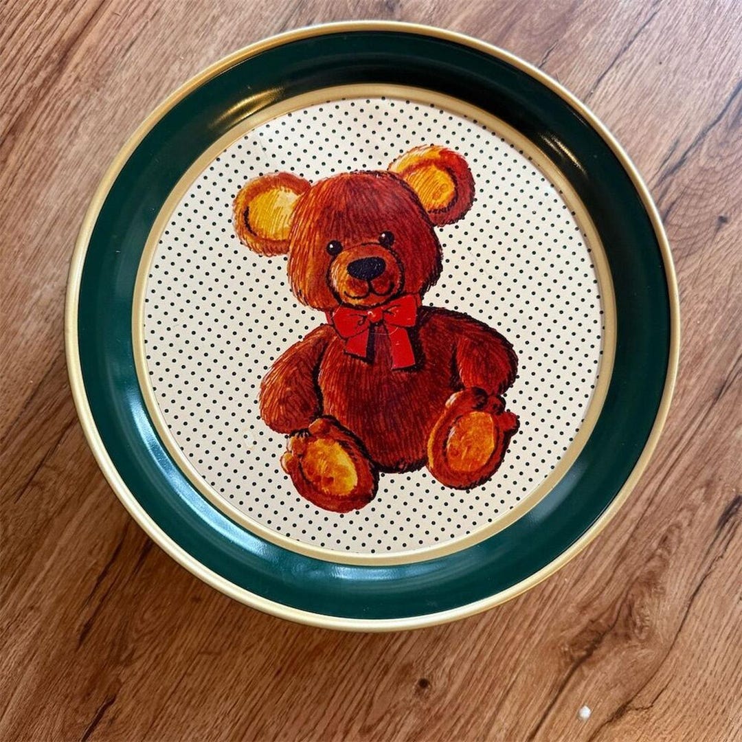 Vintage 1985 Parco Foods Teddy Bear Cookie Tin Round Multicolor - Etsy