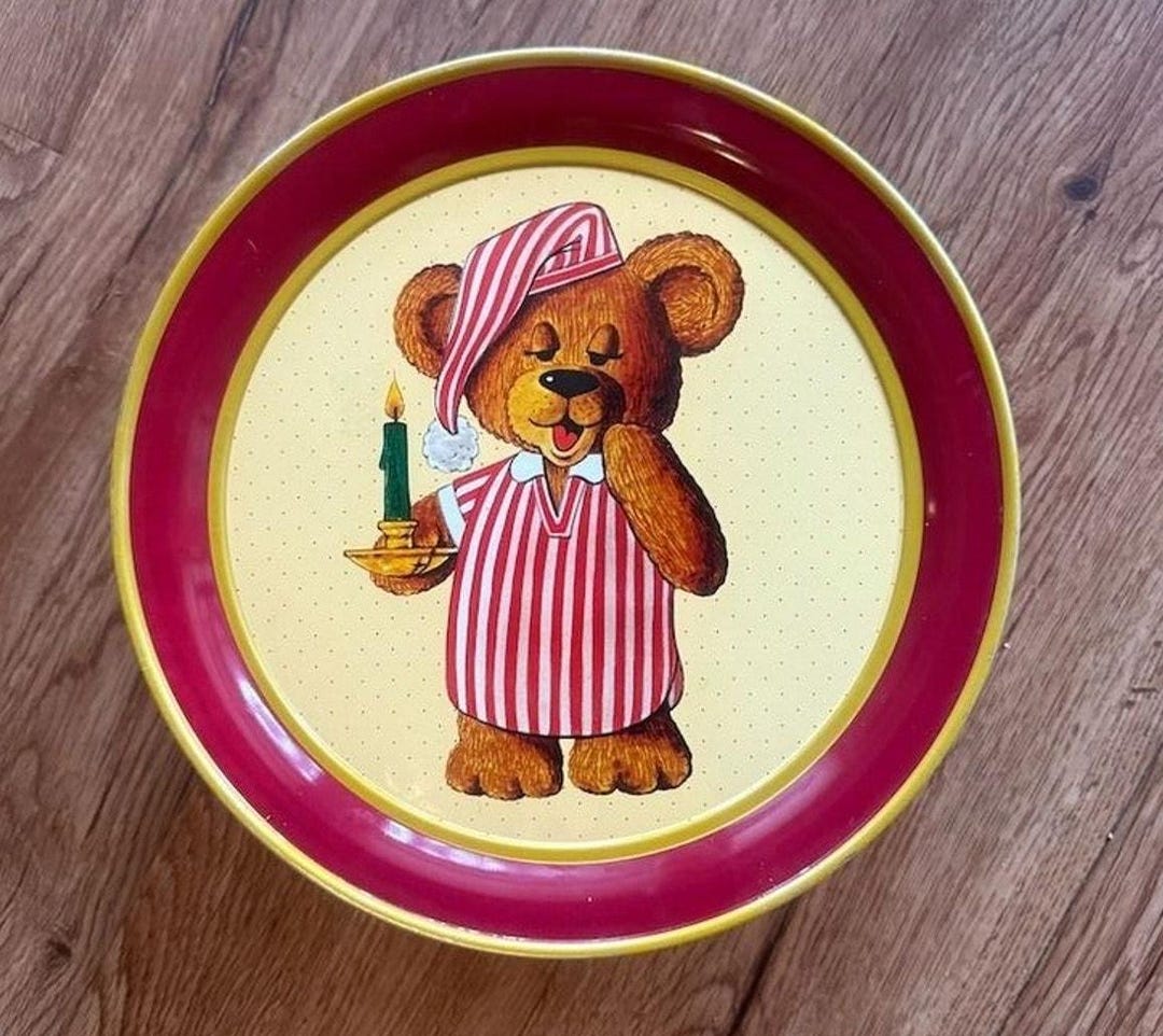 Vintage 1987 Parco Foods Teddy Bear Christmas Cookie Tin Cream - Etsy
