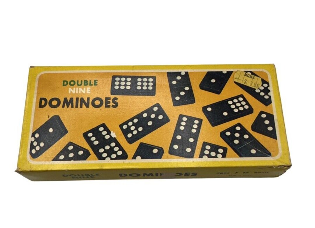 Vintage Double Nine 9 Dominoes Game Set of 55 Tiles Plastic Original ...