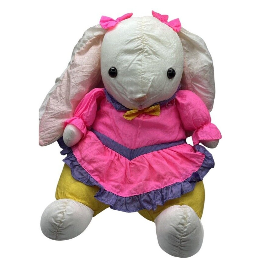 Vintage Toy O Rama Nylon Neon Easter Bunny Rabbit Plush Puffalump Style ...