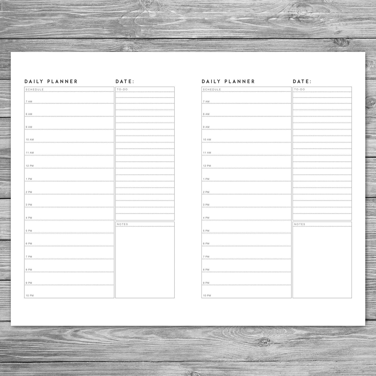 Printable Minimalist Daily Planner, Daily Schedule, Daily Agenda ...