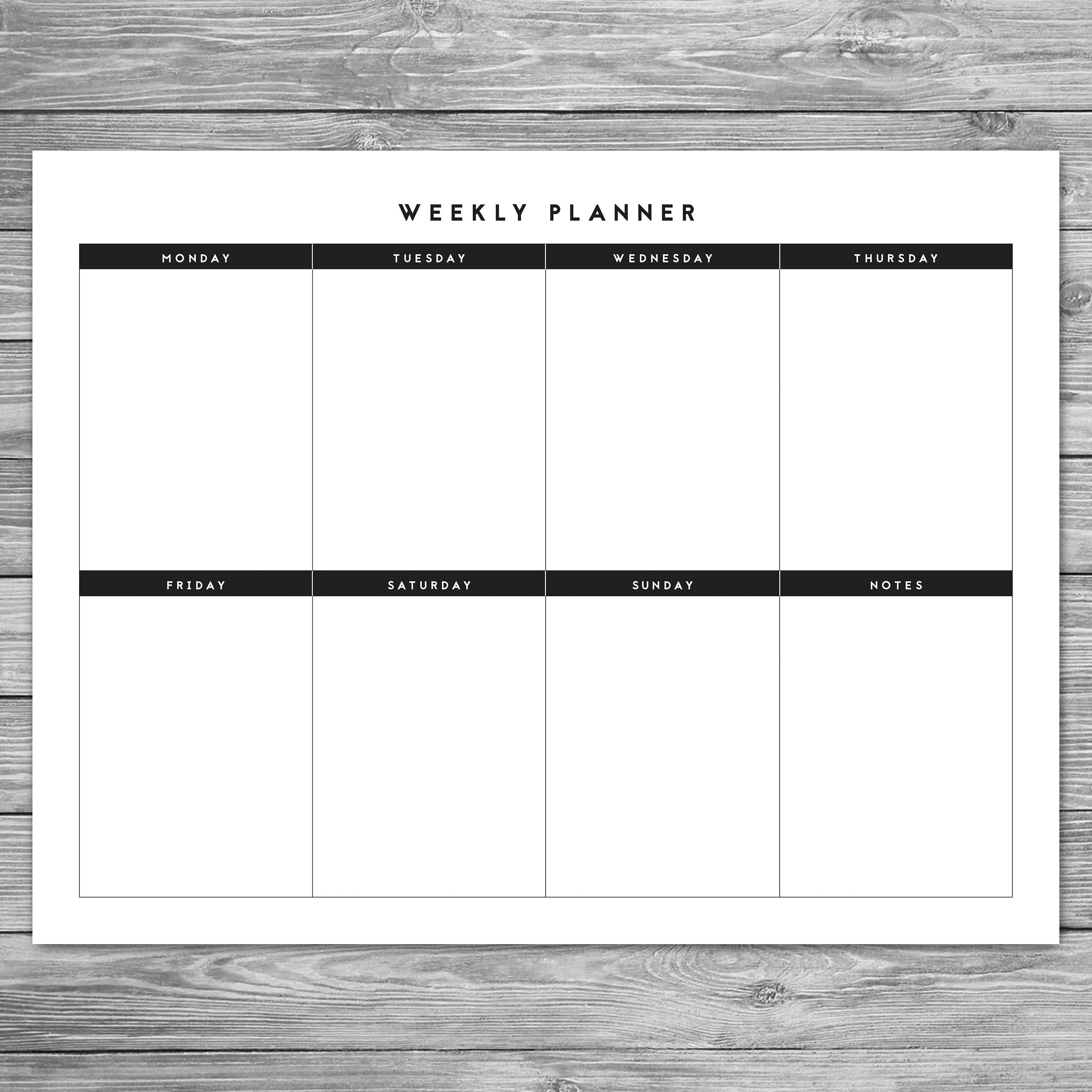 Printable Landscape Minimalist Weekly Planner Weekly Schedule Weekly