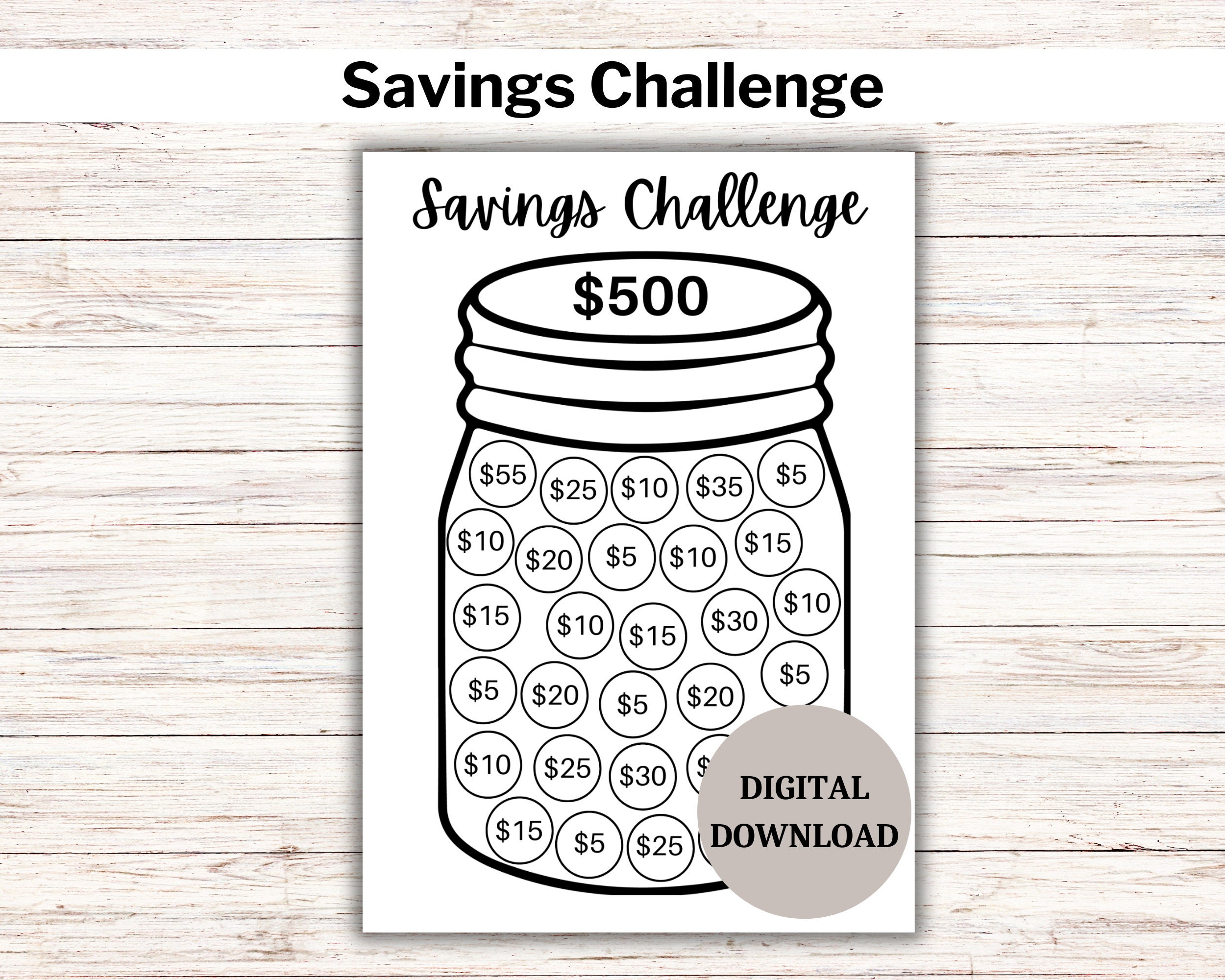 Money Jar Challenge Sheet