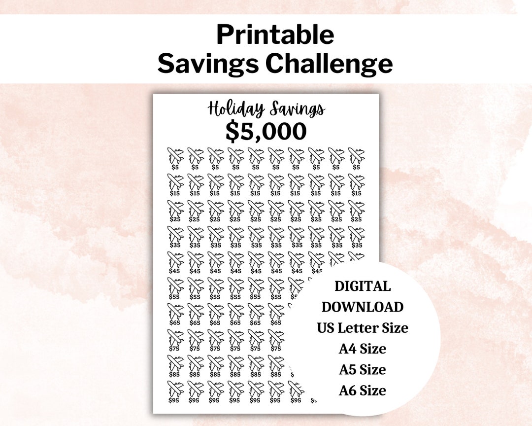 Save Money for a Holiday Savings Tracker Printable Printable Vacation ...