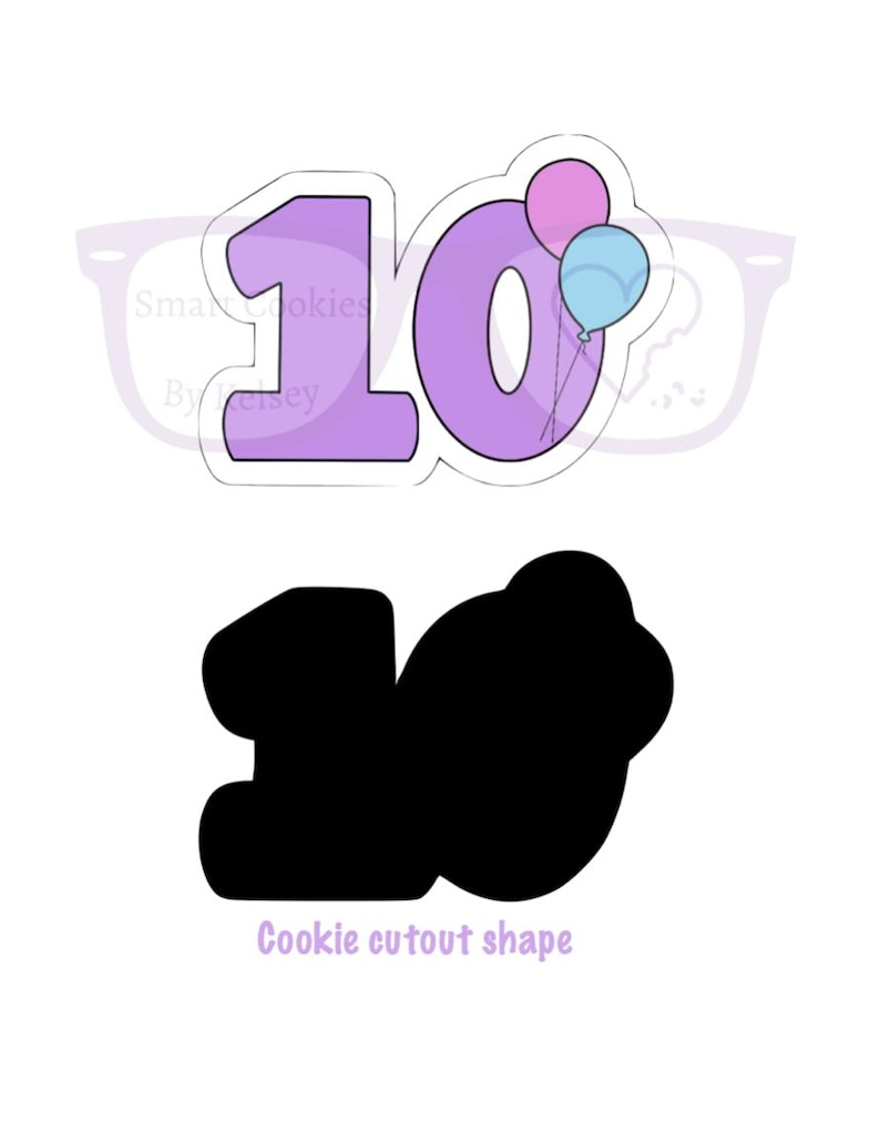 Balloon Number Cookie Cutter STL Files: 3D Printing Templates (digital ...
