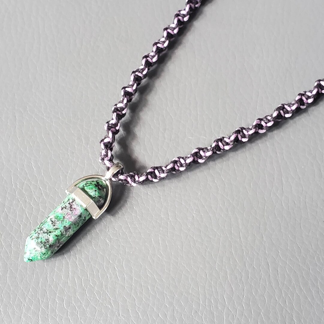 Mahogany Obsidian Chakra Crystal Stone Hemp Necklace Boho Macrame Hemp ...
