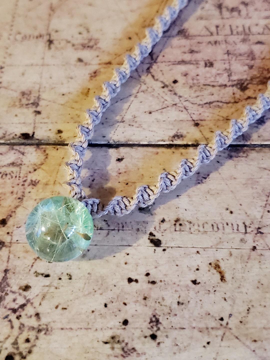 Hemp Necklace Dandelion Seed Natural Thick Hemp Necklace Macrame Hemp ...