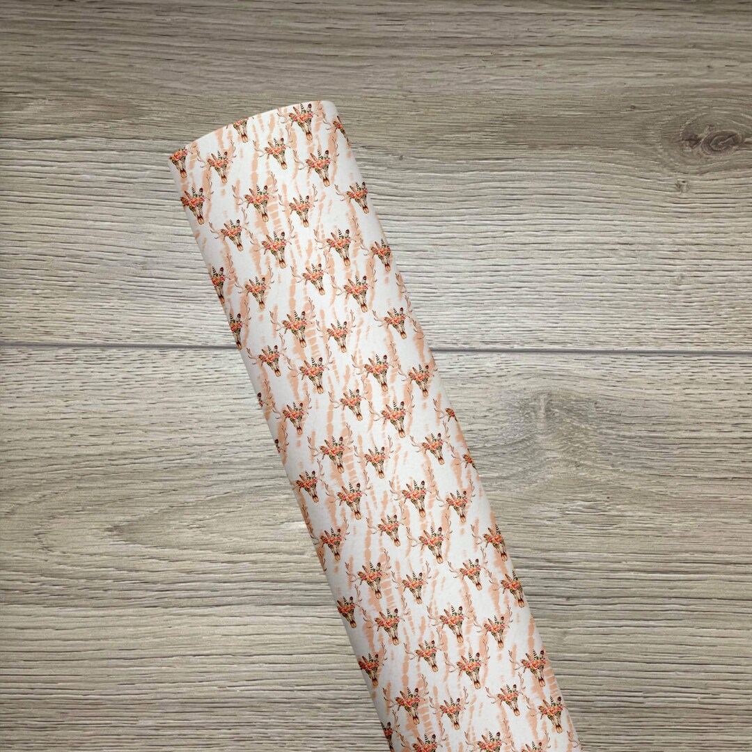 Western 22 Peach Floral Skulls Custom Faux Leather - Etsy