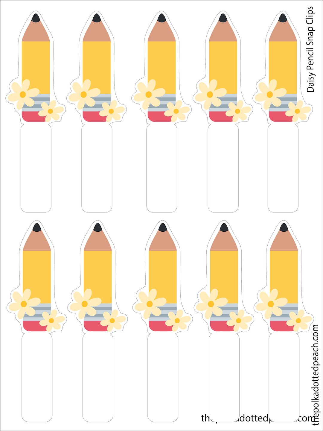 Daisy Pencil Snap Clips Hand Cut Custom Faux Leather - Etsy