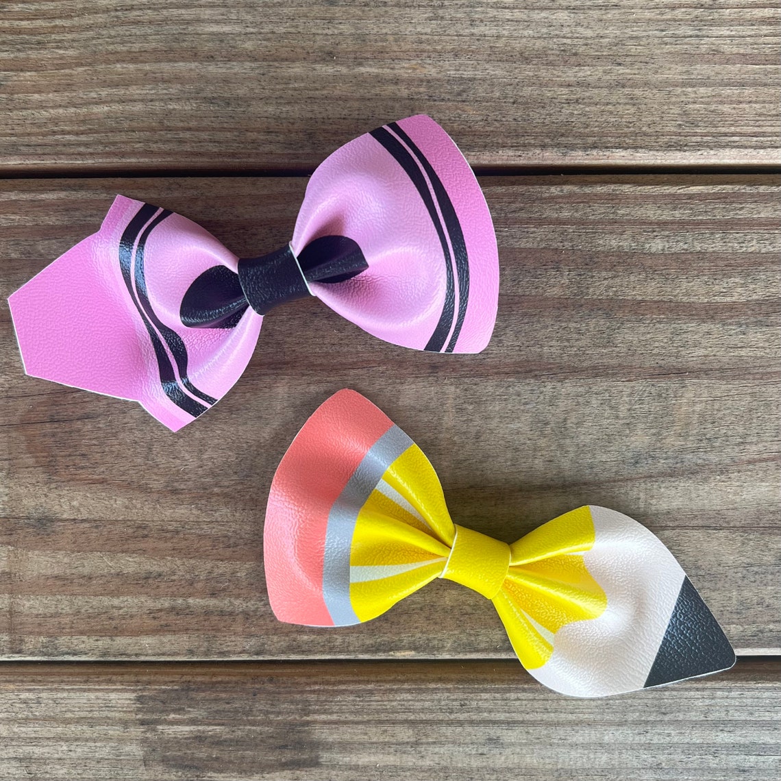 Rainbow Mix Crayon Pinch Bow Custom Faux Leather - Etsy