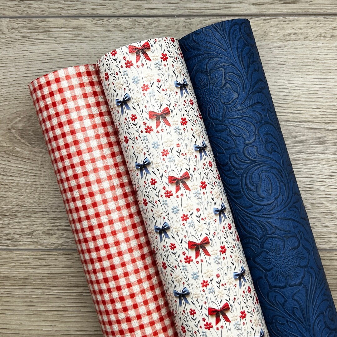 Patriotic Dainty Bows and Wildflowers Set Custom Faux Leather - Etsy