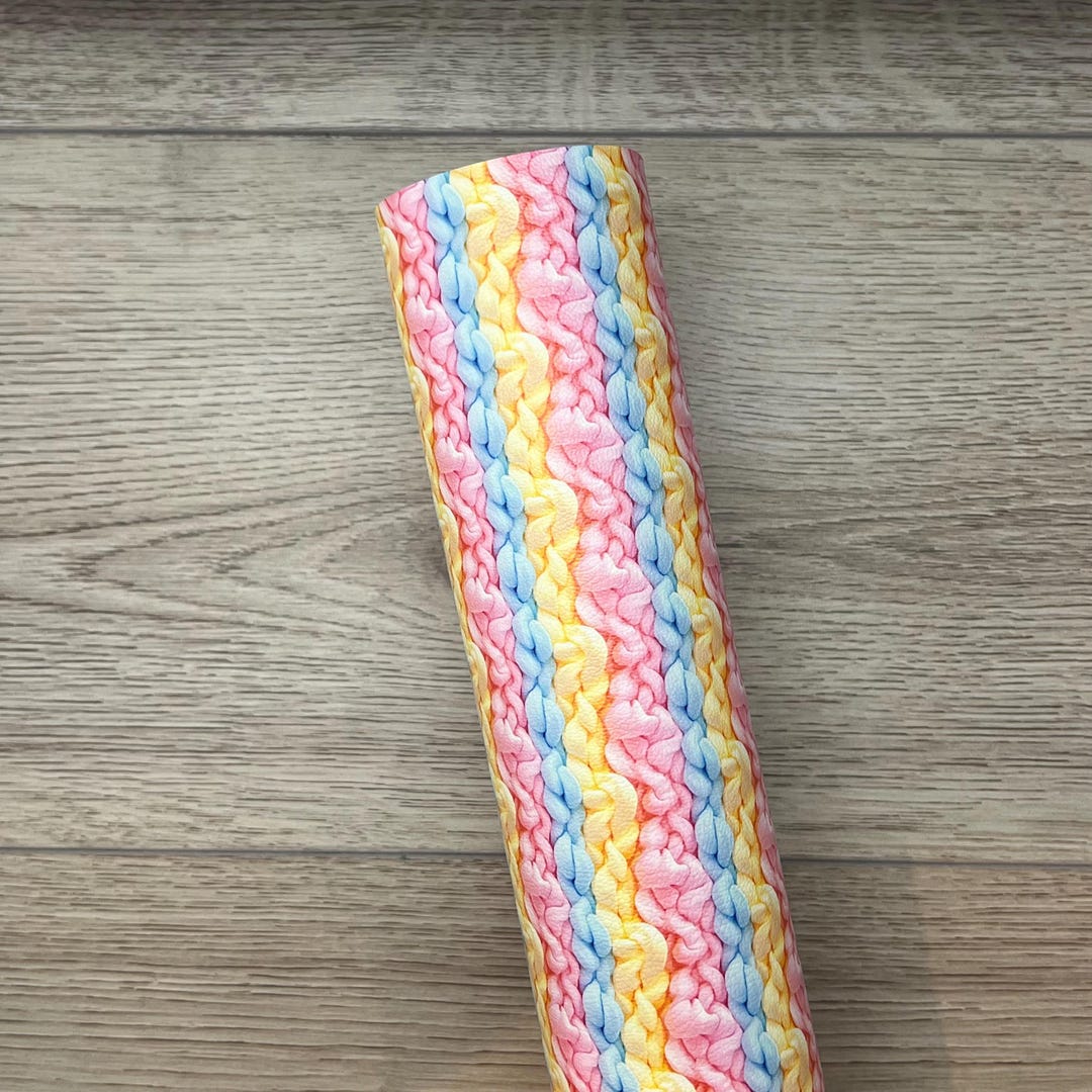 Fluff Rainbow Knit Faux Leather Sheet (9x12) - Etsy
