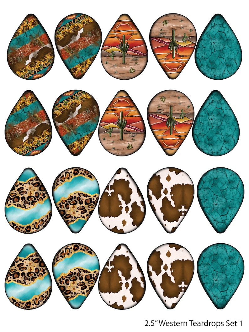 Western Teardrops 2.5 Inch Hand Cut Sheet Custom Faux Leather - Etsy