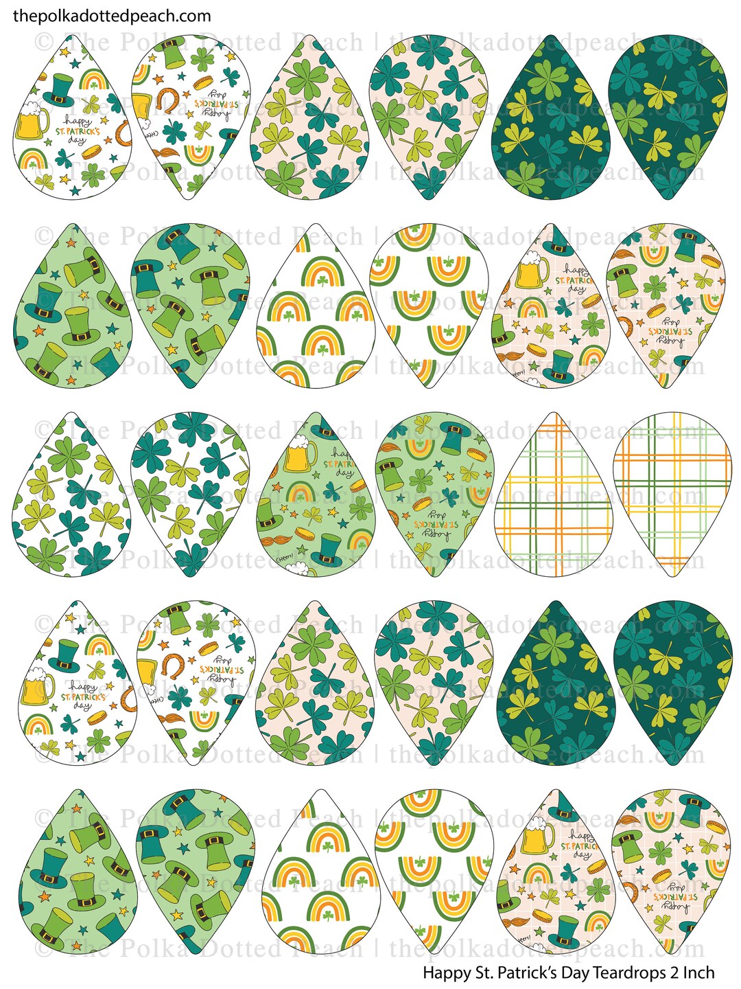 Happy St. Patrick's Day Teardrops- Hand Cut Sheet Custom Faux Leather ...
