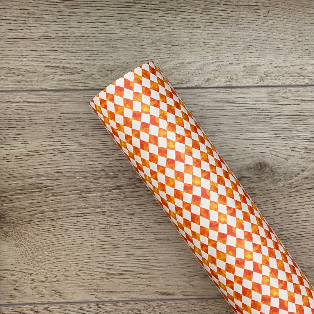 Classic Diamond Orange and White Checkers Custom Faux Leather - Etsy