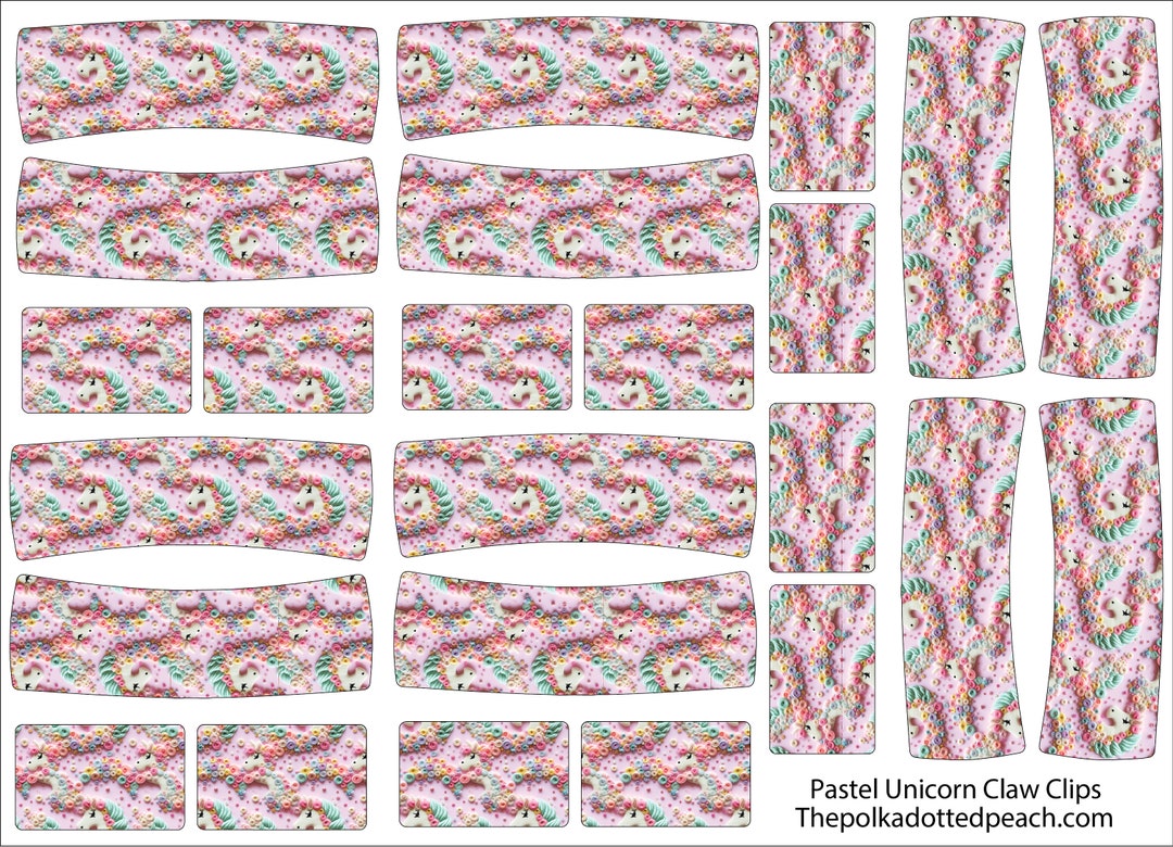 Pastel Unicorn Claw Clip- Hand Cut Custom Faux Leather - Etsy