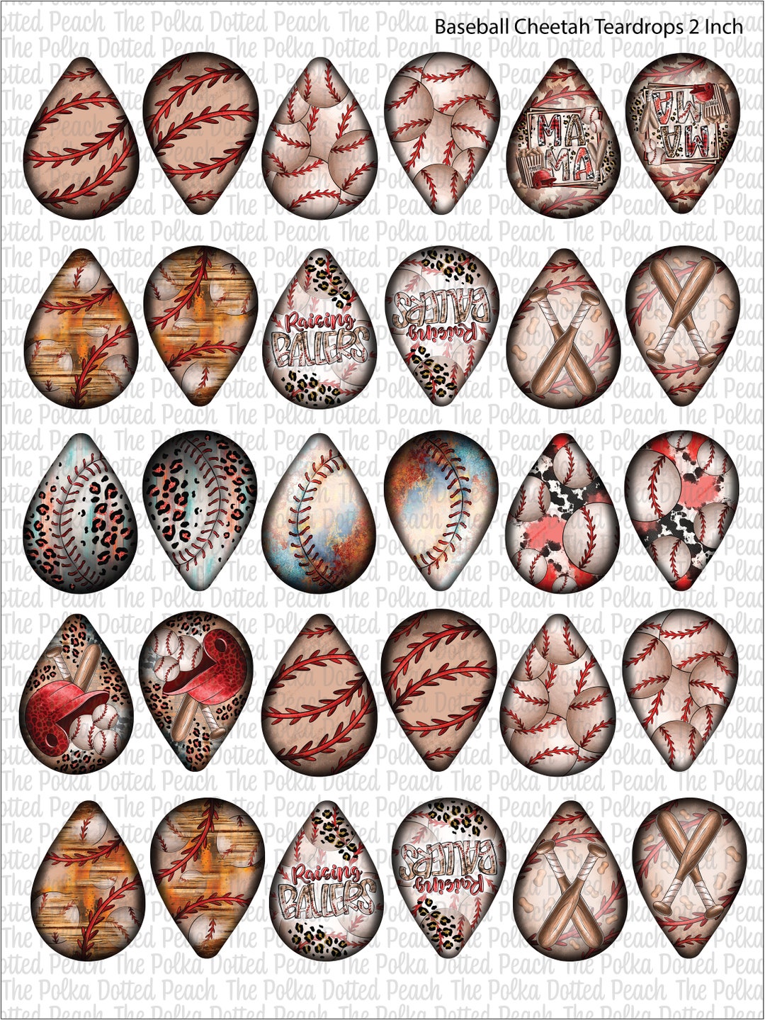 Baseball Cheetah Teardrops Hand Cut Sheet Custom Faux Leather - Etsy