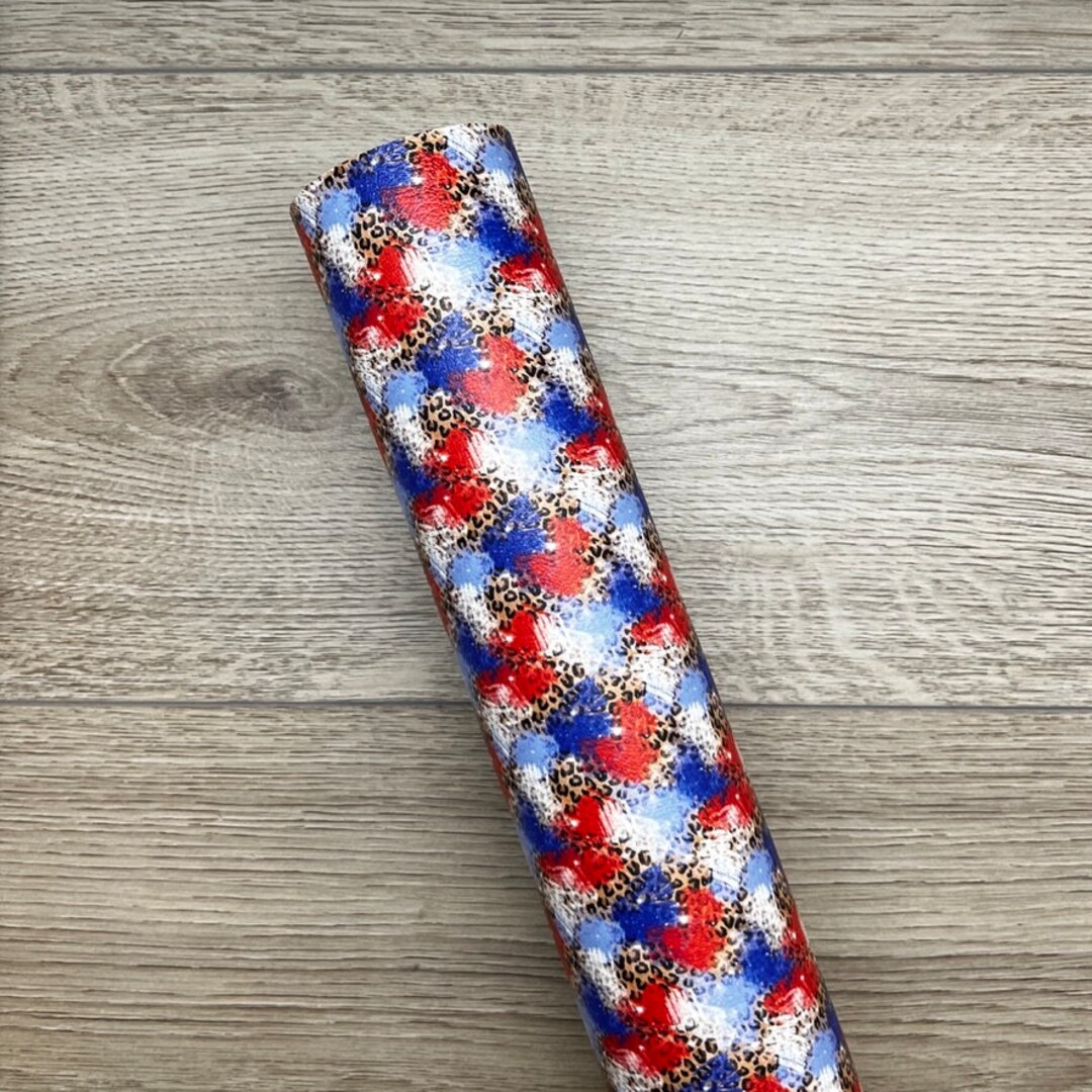 Red White and Blue Leopard Custom Faux Leather - Etsy