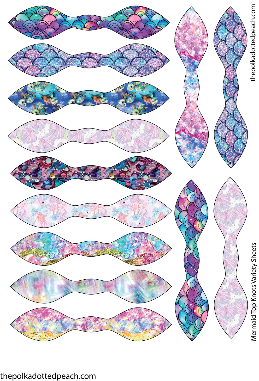 Mermaid Top Knots Variety Sheet- Hand Cut Custom Faux Leather - Etsy