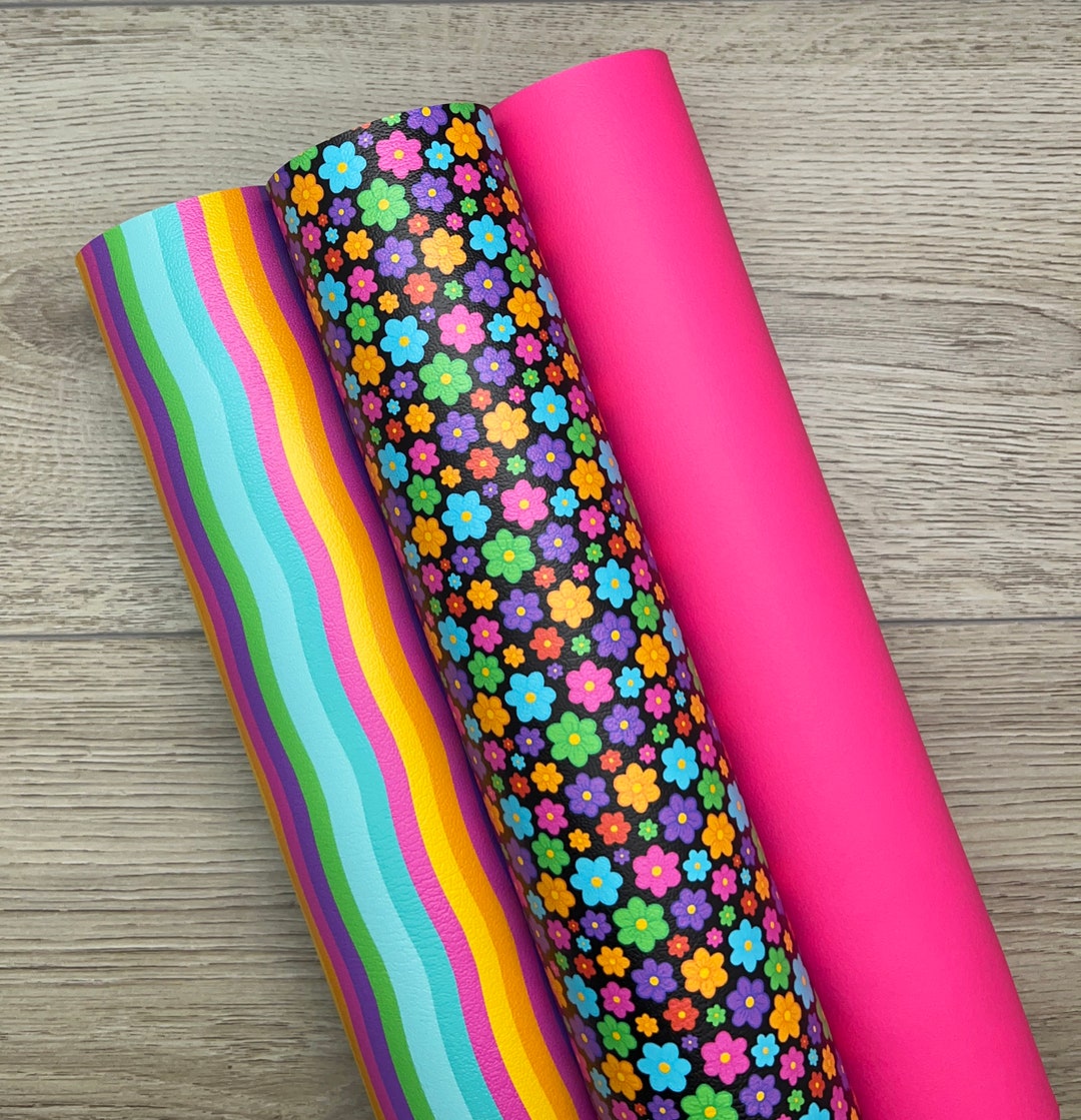 Groovy Neon Flower Set Custom Faux Leather - Etsy