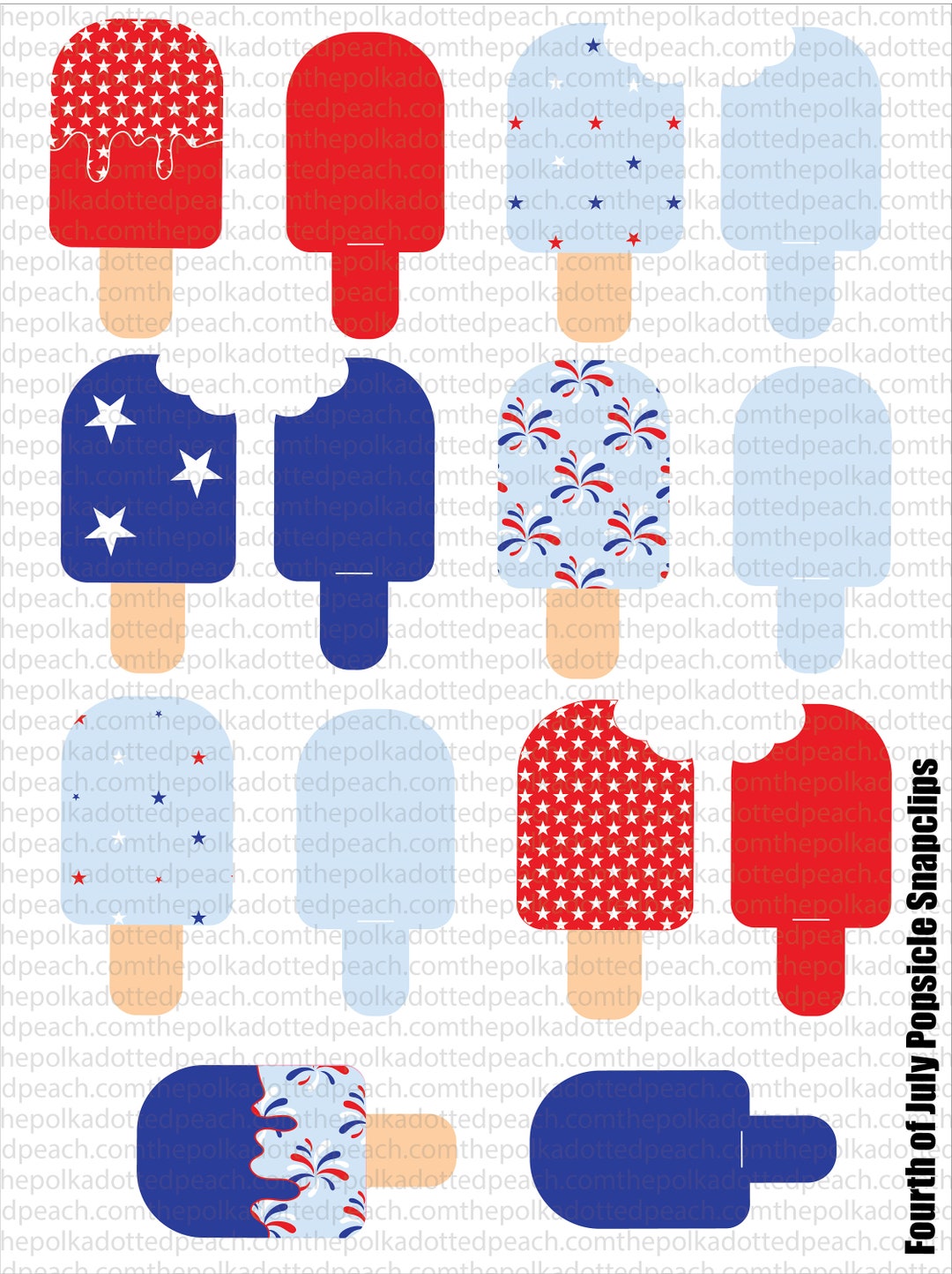 Patriotic Popsicles Snap Clips Hand Cut Custom Faux Leather - Etsy