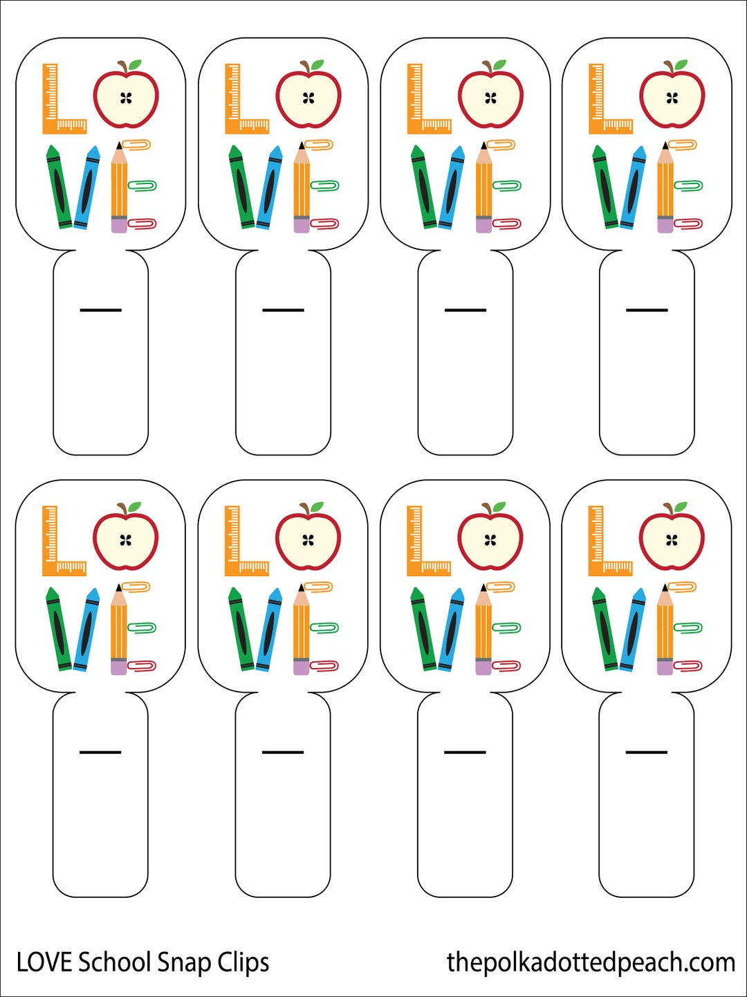 Love School Snap Clips Hand Cut Custom Faux Leather - Etsy
