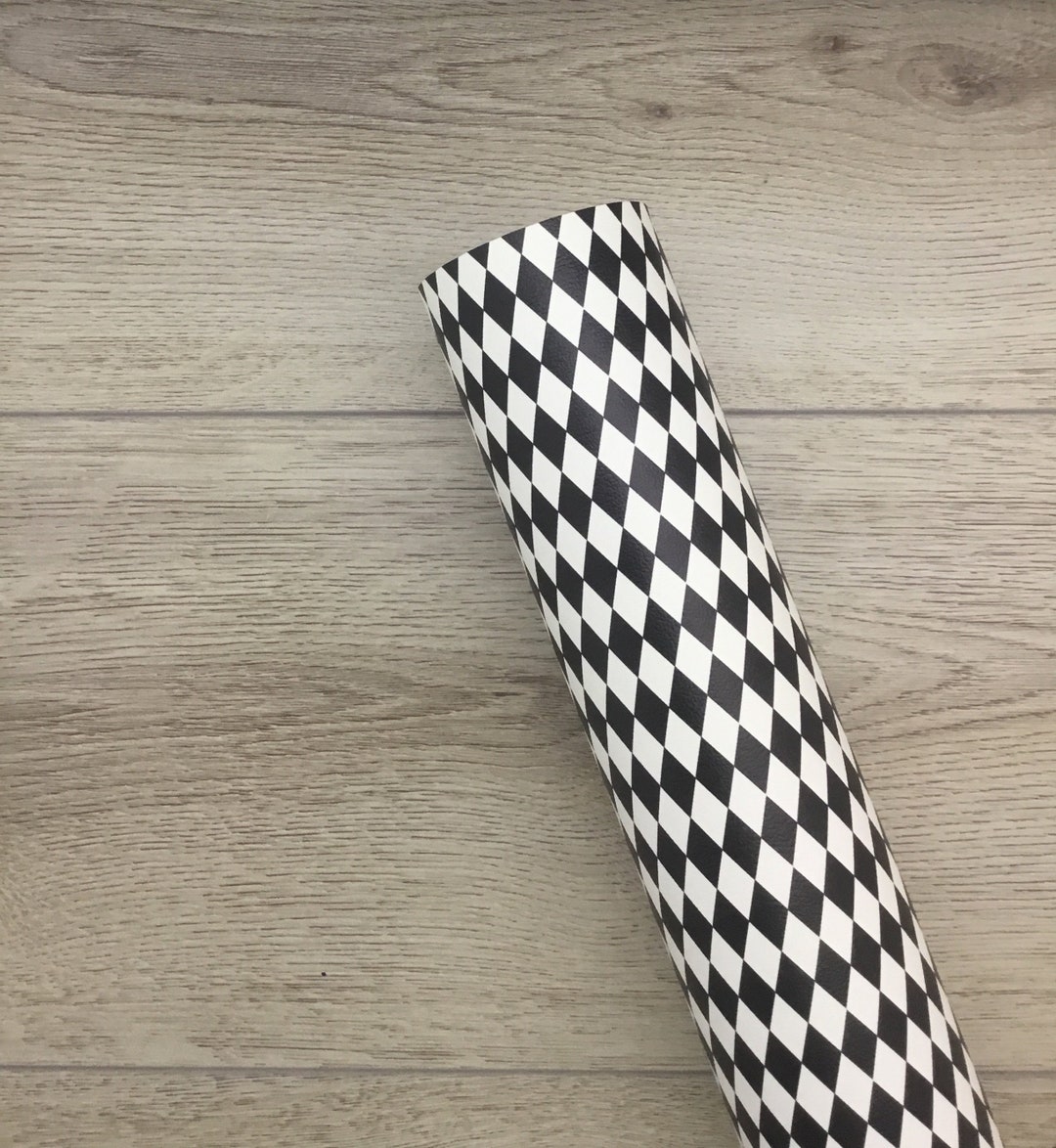 Classic Diamond Black and White Checkers Custom Faux Leather - Etsy